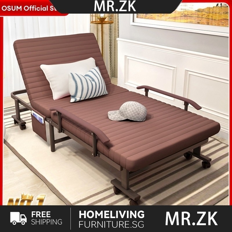 OSUM 80/100/120cm Simple Folding Bed Office Portable Bed With Mattress ...