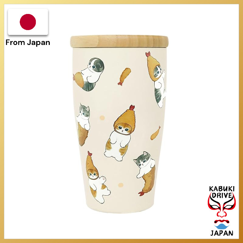 Mofusand Wooden Lid Vacuum Double Tumbler 350ml 【Ebi-nyan】 Office Work Desk Cup Insulated Cute ...