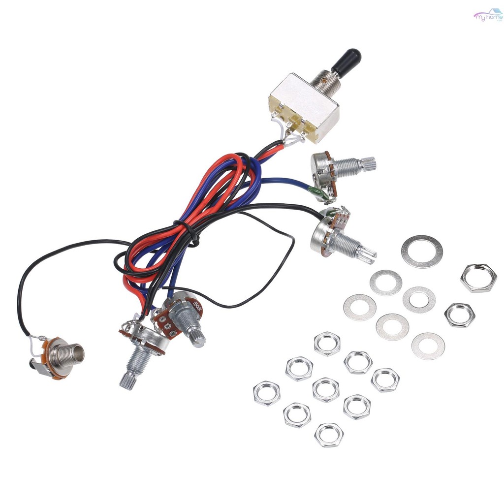Prewired Wiring Kit for LP Electric Guitar 2T2V 500K Pots 3 Way Toggle ...