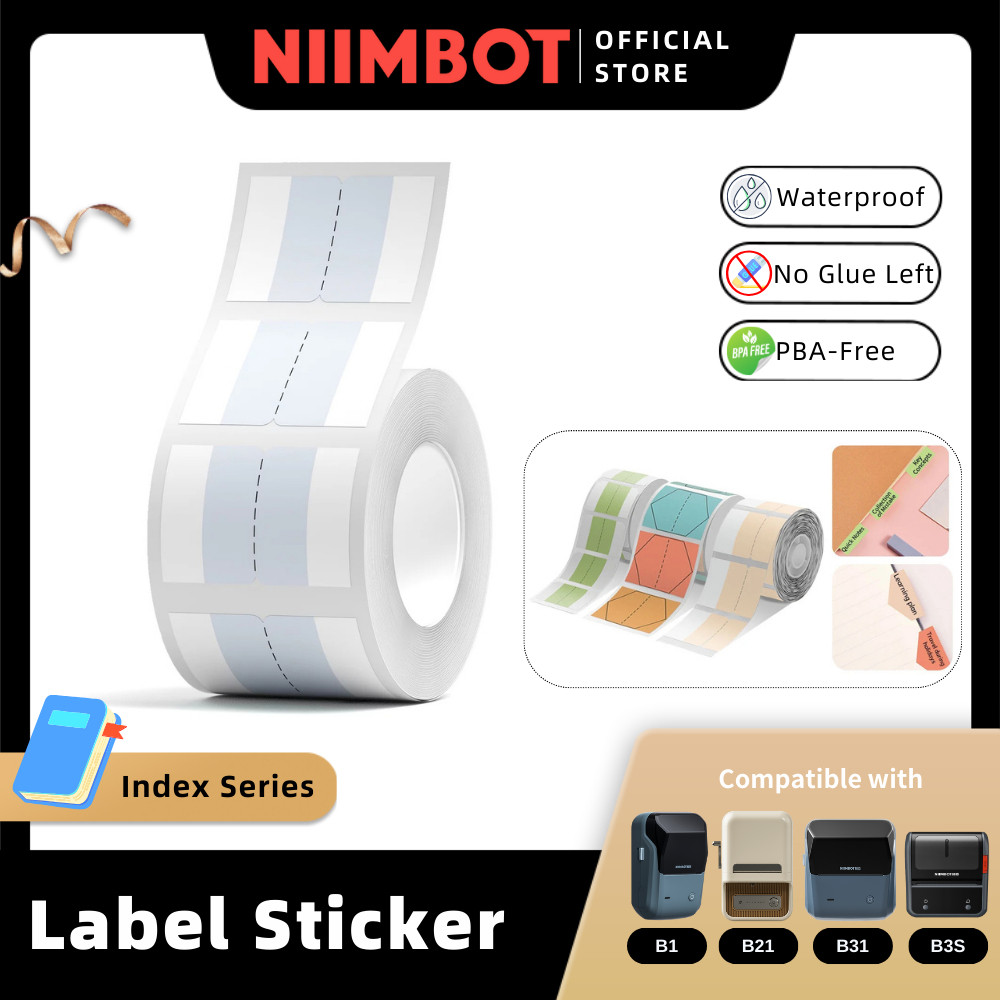 NIIMBOT B1 B21 B3S B31 Index Sticker, Waterproof Refill Paper Tape Roll ...