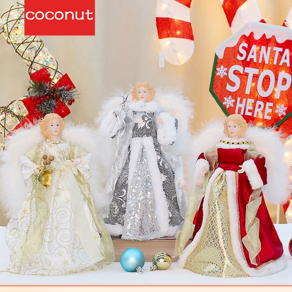 【Coco】Exquisite Xmas Tree Topper Light Up Christmas Angel Treetop ...