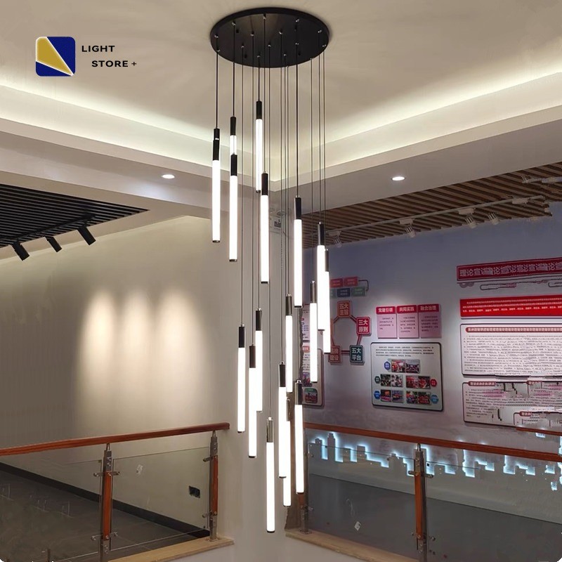 Villa Stair Rotating Chandelier Modern Minimalist loft Double Stair ...