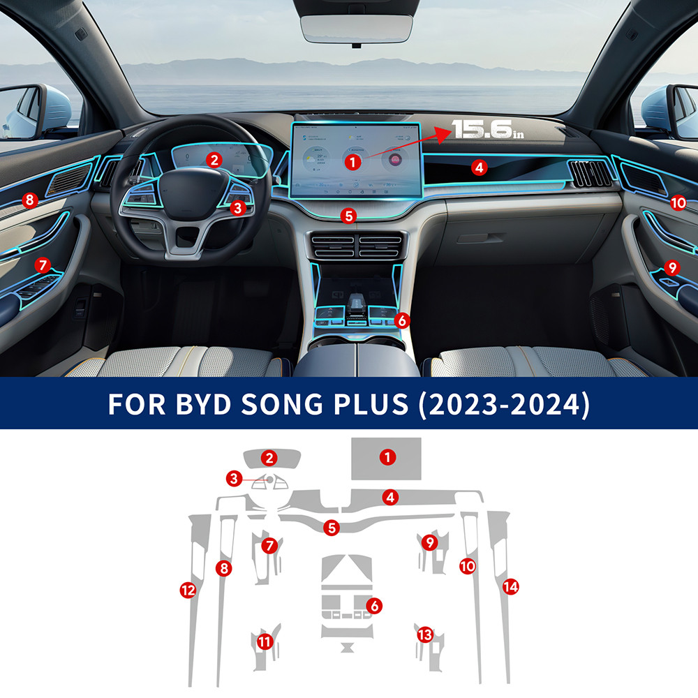 For BYD Seal U Sealion 6 Song Plus DMI EV 2021-2024 Car Center Console Navigation Screen ...