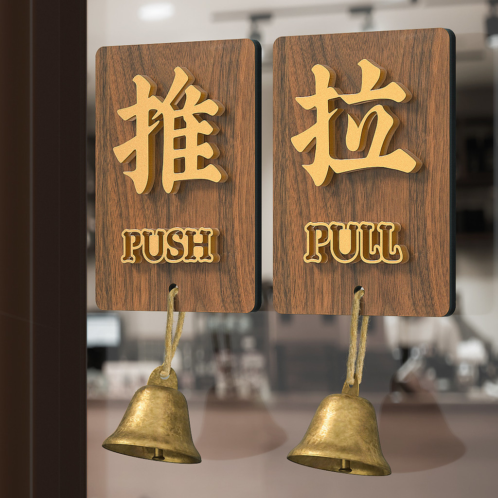 Push Pull Door Sticker Glass Door Pull Word Logo Sticker Shop Door ...