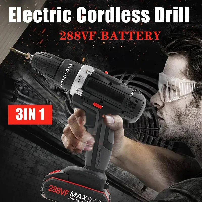 Electric Cordless Drill Set, Mini Screwdriver, Wireless Power Driver ...
