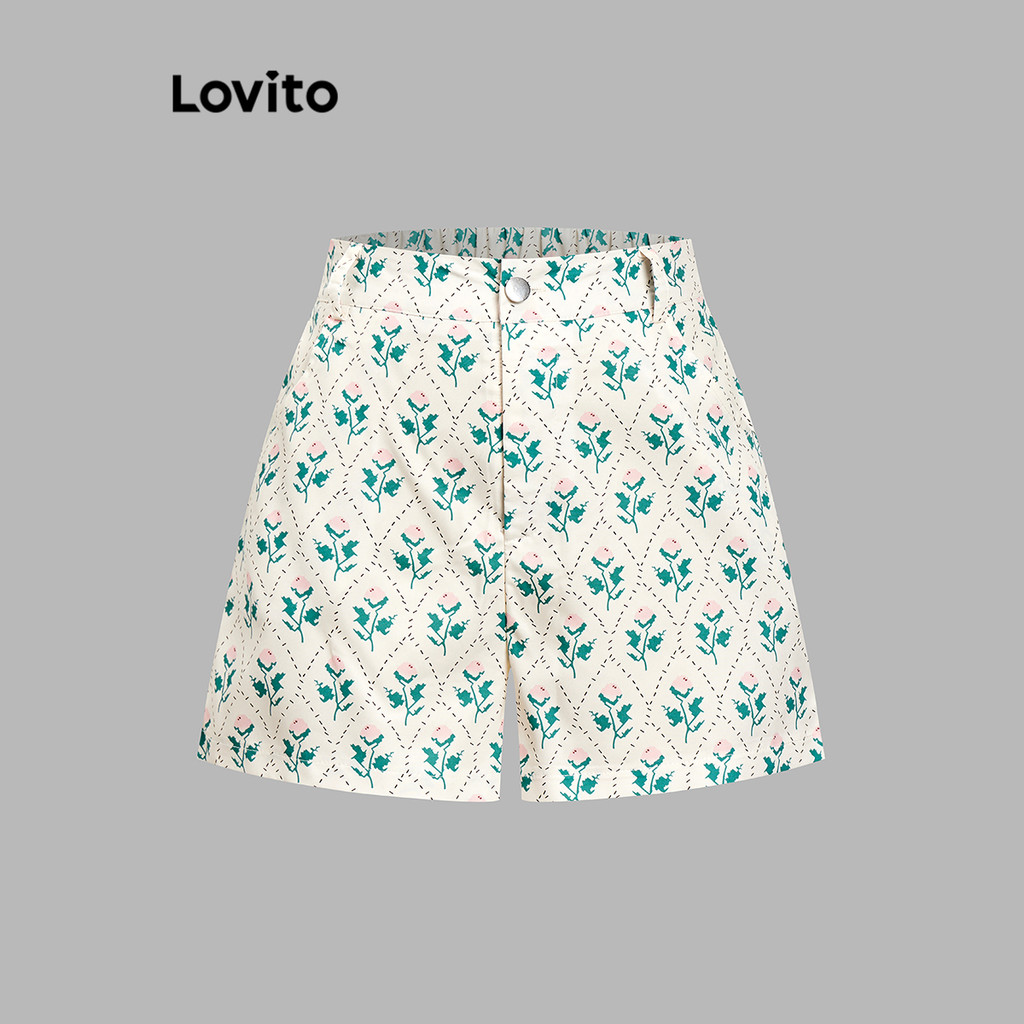 Lovito Cute Floral Pattern Button Short for Women L114AD351 | Shopee ...