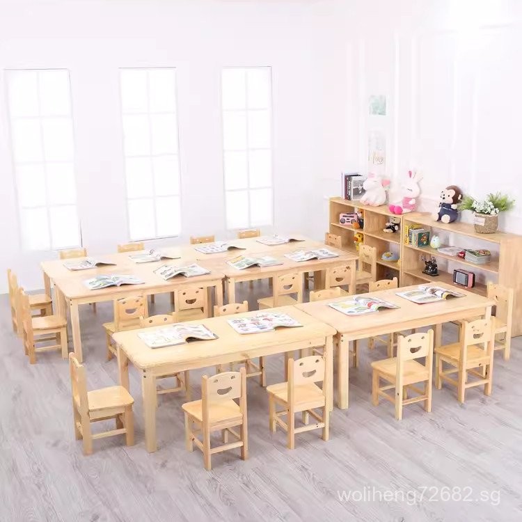 Kindergarten Solid Wood Table and Chair Children Training Early ...