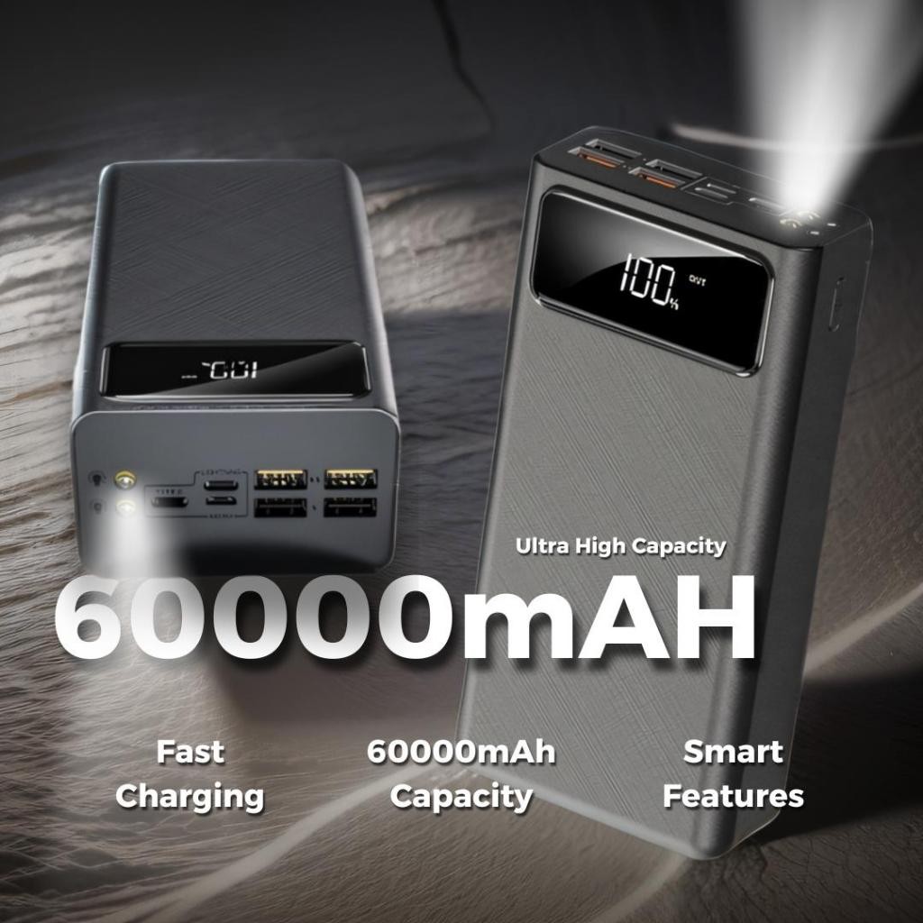 60000mAh 66w Powerbank Full Capacity 4 USB Charge Ports PD Fast ...