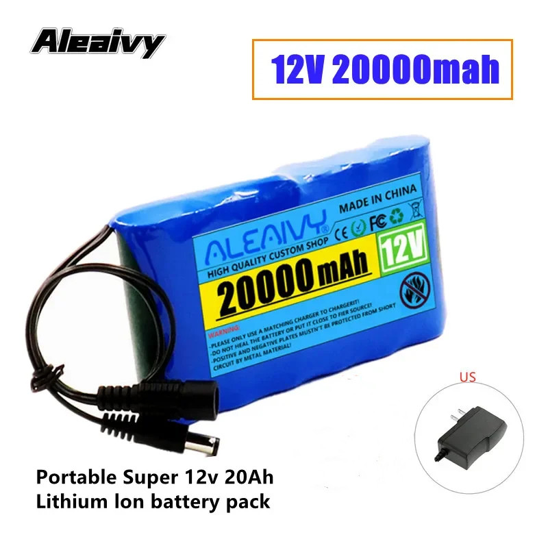 Aleaivy 12V 20000mah portable super rechargeable lithium-ion battery ...