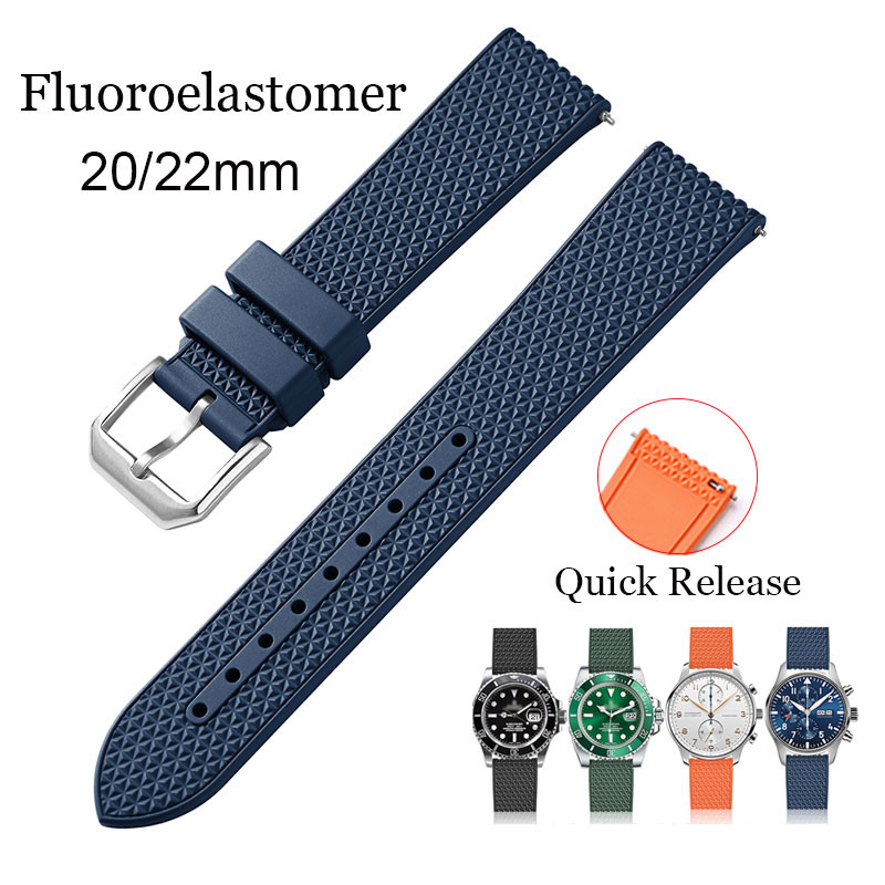 FKM Fluroro Rubber Watch Strap 20mm 22mm for Seiko 5 Quick Release ...