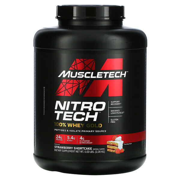 MuscleTech, Nitro Tech 100% Whey Gold, Strawberry Shortcake, 5.03 lbs ...