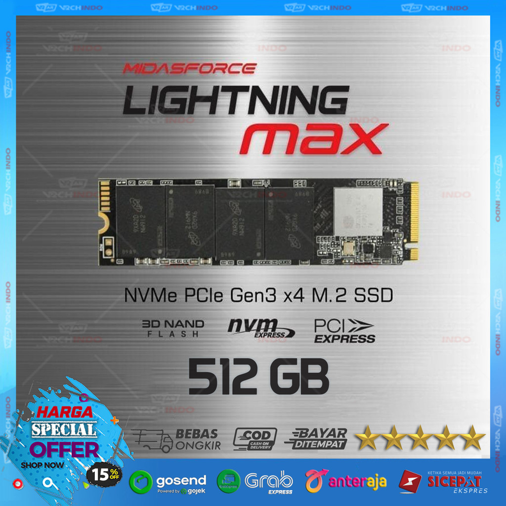 Ssd Nvme M2 512GB Midasforce Lightning Max - Nvme M.2 PCIe 2280 Gen3 X4 ...