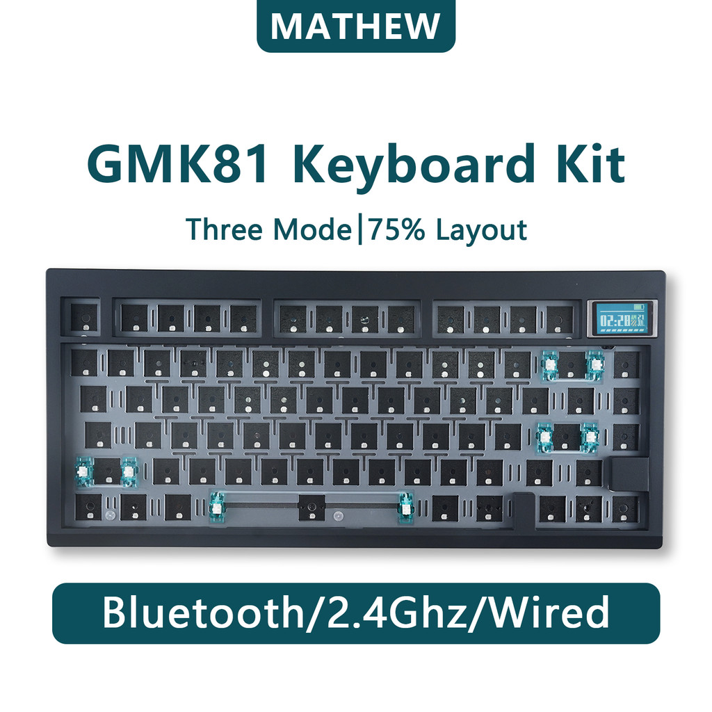 ZUOYA GMK81 RGB Mechanical Keyboard Kit 75% 3mode Wireless VIA Support ...