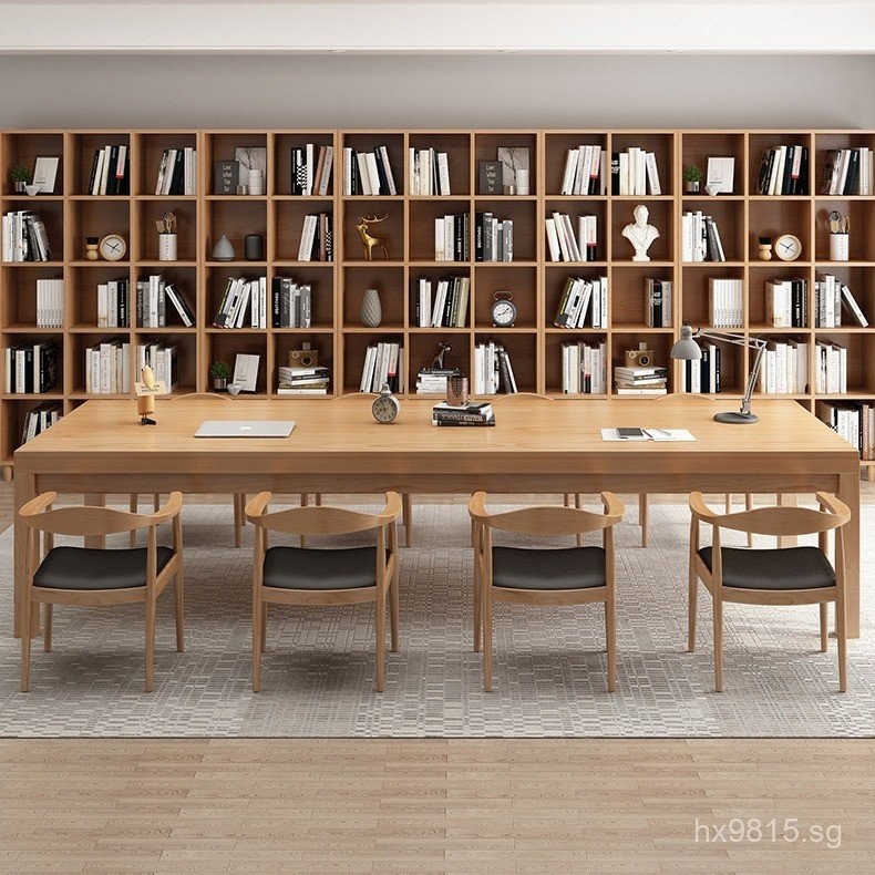 Solid Wood Reading Room Table and Chair Combination Conference Table ...