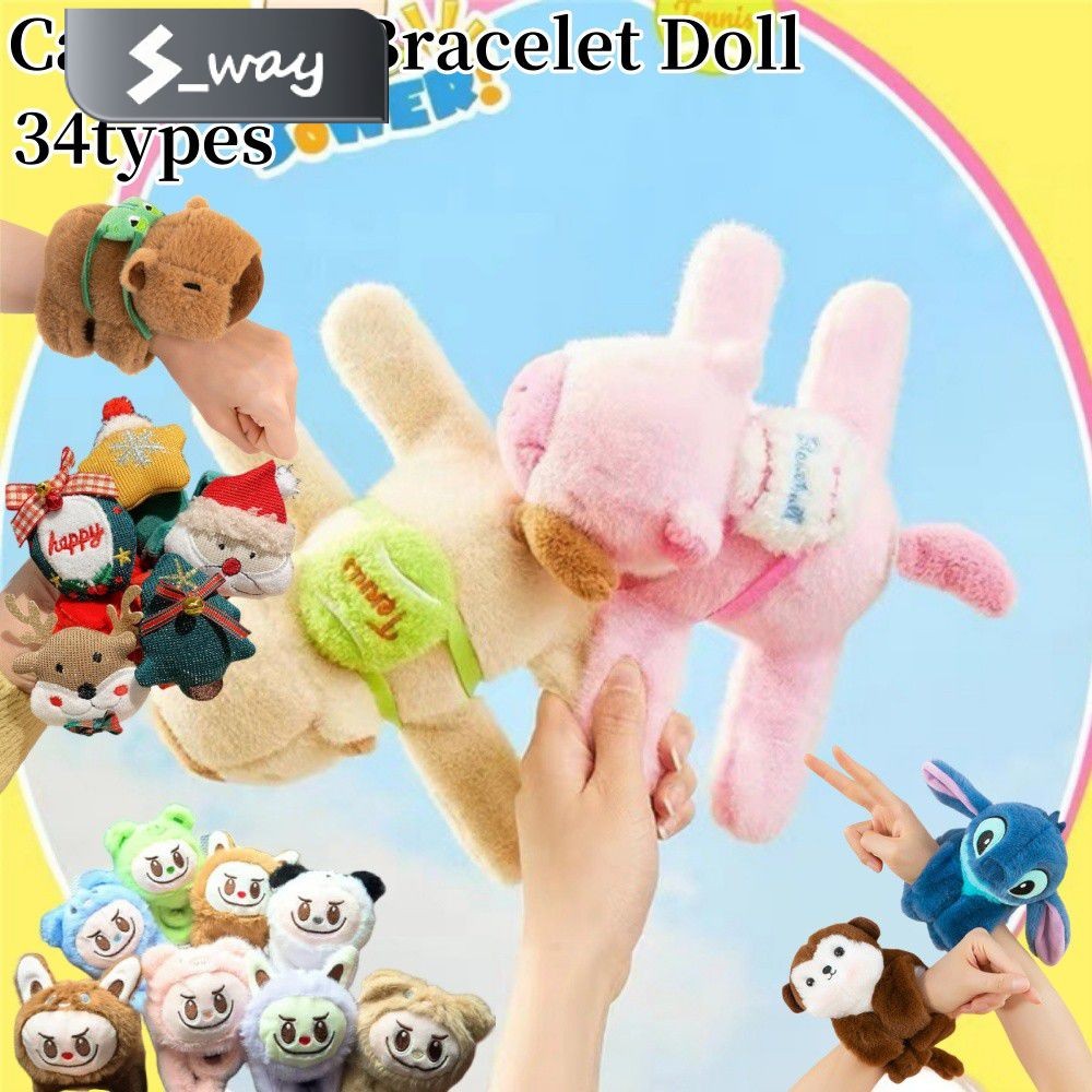 34Types Capybara Slap Bracelets Plush Cartoon Labubu Stitch Slap ...