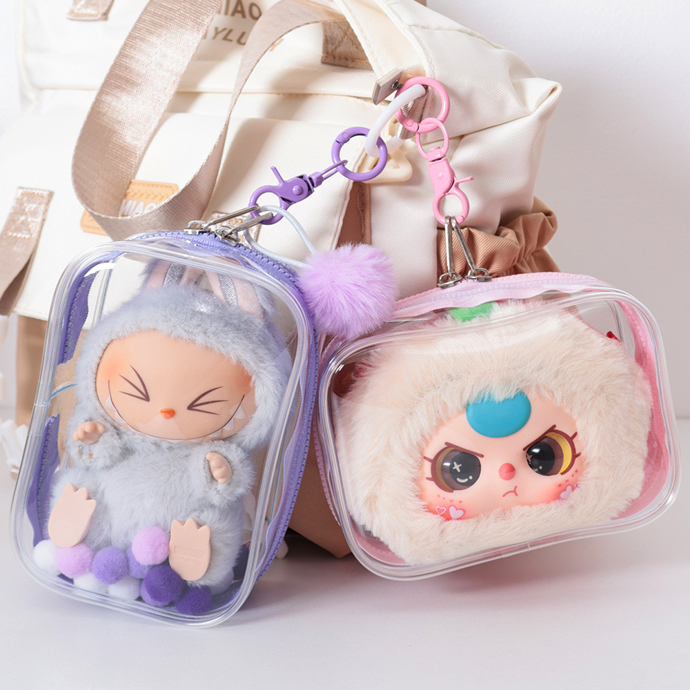 Cartoon Labubu V2 Cover PVC Transparent Labubu Square Bag Cotton Doll ...