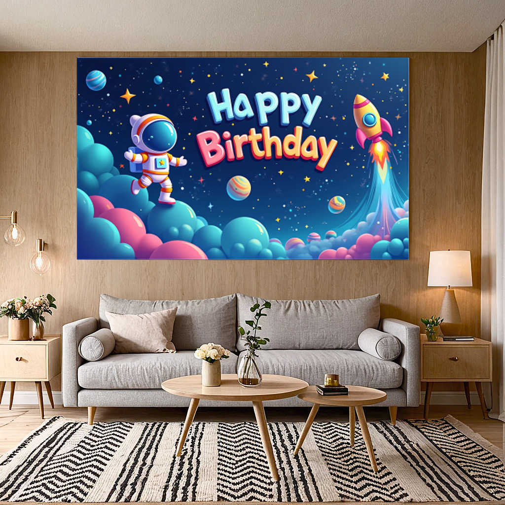 Space Party Backdrop - Outer Space Rocket Astronaut Theme Studio ...
