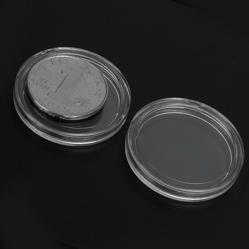 【FRDE】100Pcs 26mm Clear Round Plastic Coin Holder Containers Storage ...