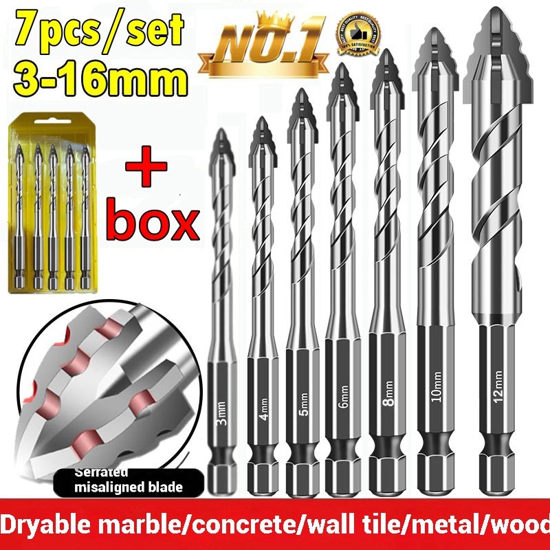Tungsten Steel Serrated Drilling Bit Set Tile Drilling Bit Set Concrete ...