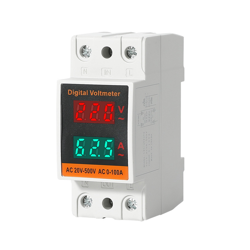 Single-phase LED Digital Display Din Rail Power Meter AC Voltmeter ...