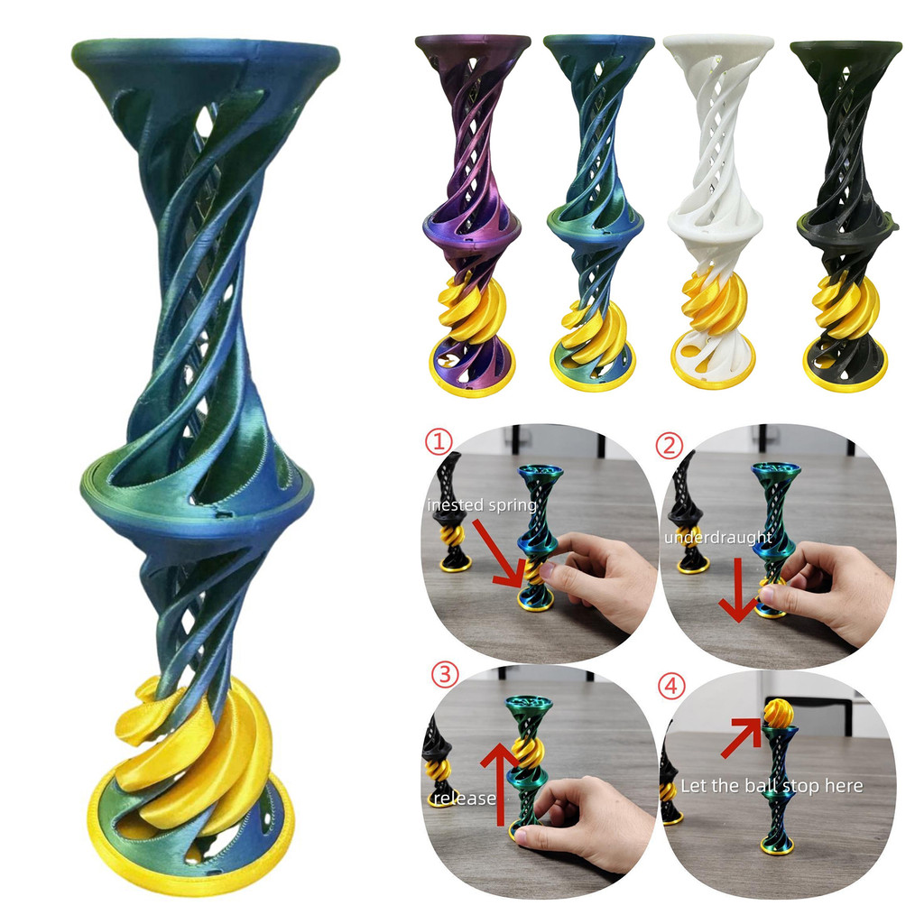 [ALOT]- 3D Printed Spiral Toy with Launching Ball Impossible Pyramid ...