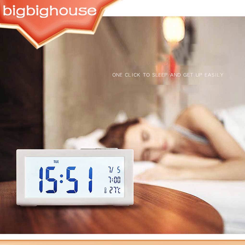 LCD Electric Alarm Clock Digital Bedside Desktop Clocks Temperature ...
