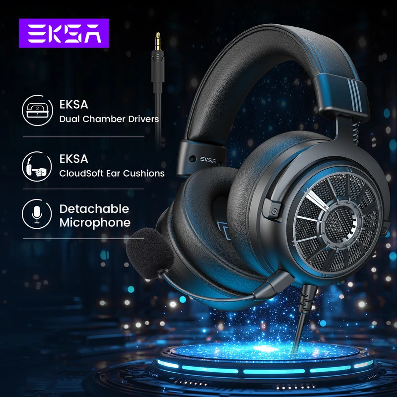 EKSA E5000 Gaming Headset with Microphone for PC, 3.5mm Wired Headset ...