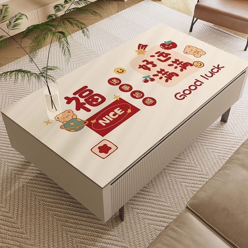 New Year's Red Table Mat Waterproof Oilproof Coffee Tablecloth Scald ...