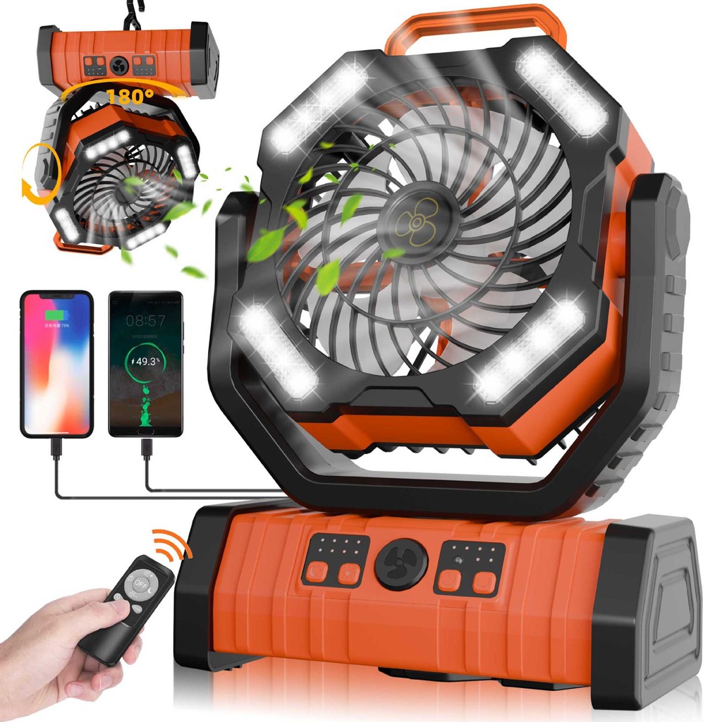 Camping Fan Battery Operated Powered Fan with LED Lantern Light ...