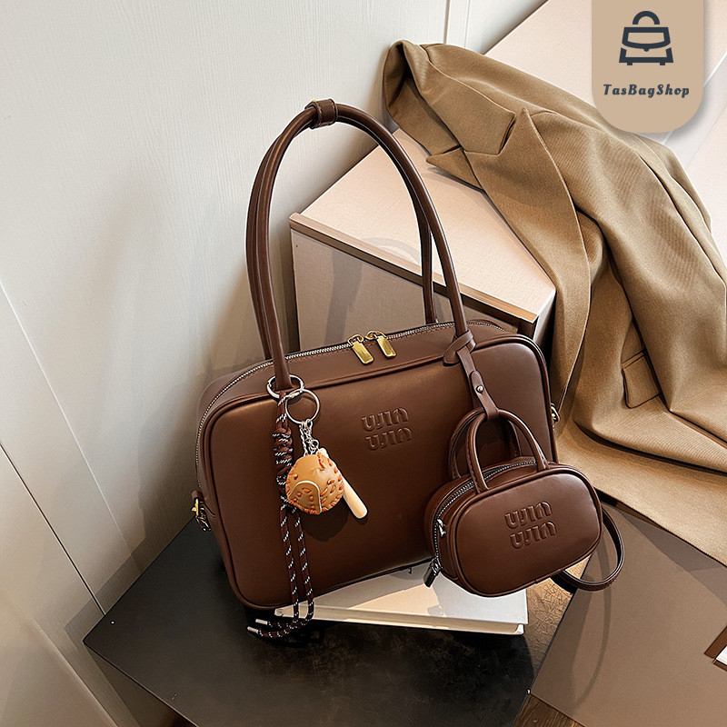 Tas Retro Bowling Handbag Boston Bag for Women Shoulder Crossbody Tote ...