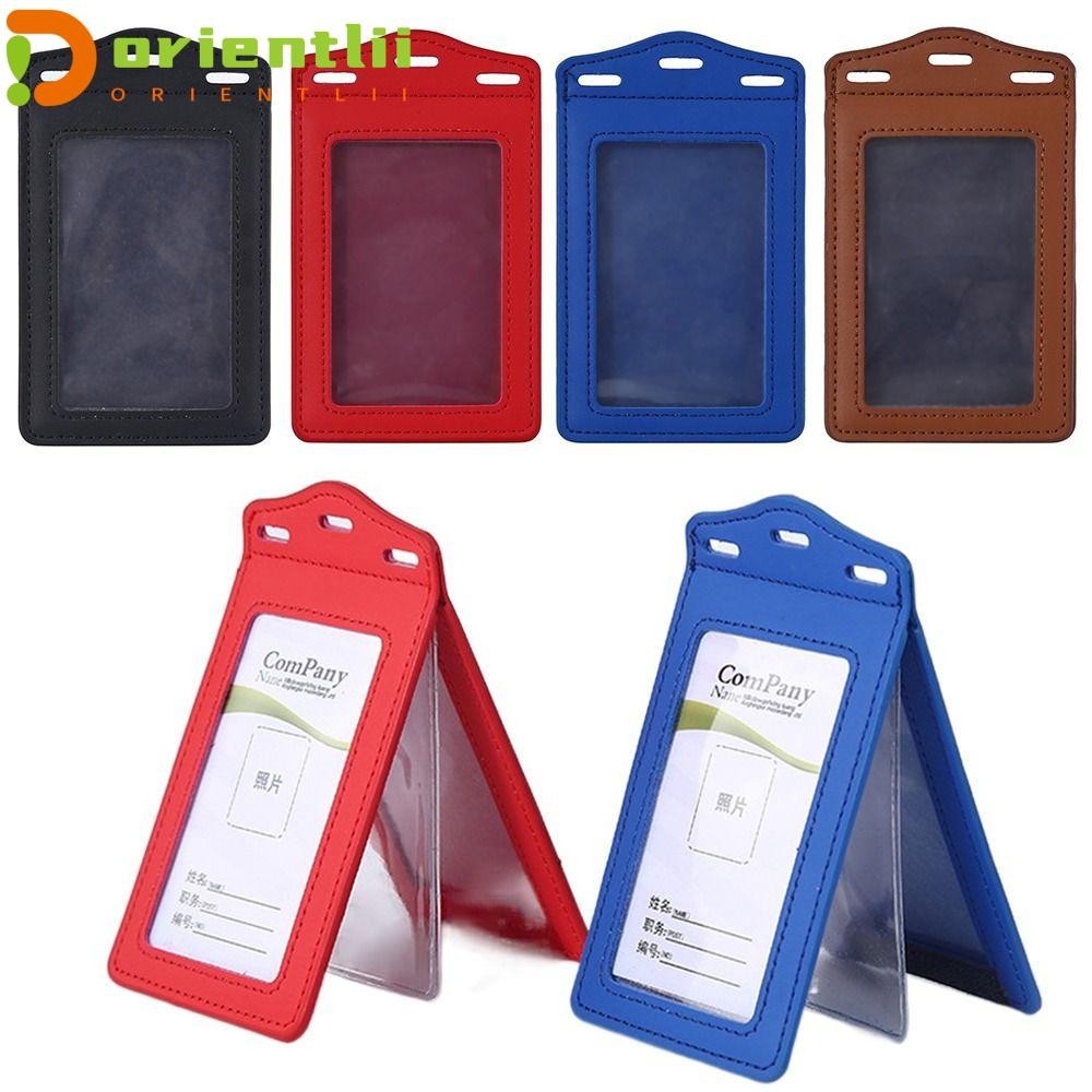 ORIENTLII ID Card Holder, Transparent PU Leather Badge Holder, Tri-fold ...