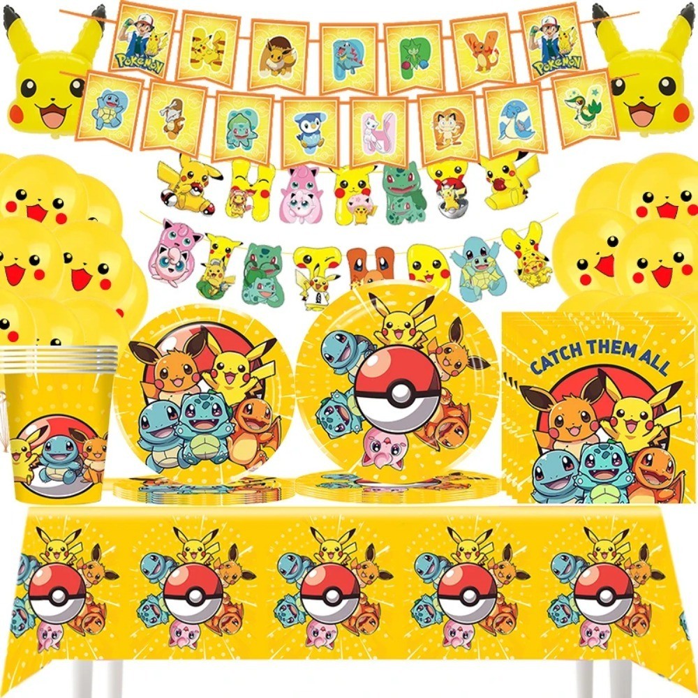Pokemon Birthday Party Decor Lightning Pikachu Tableware Paper Plate ...