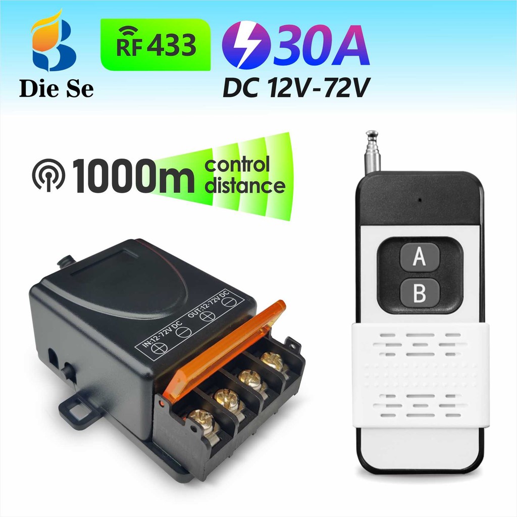 1000m Control Range 30A High-Power DC Relay Wireless Remote Control ...