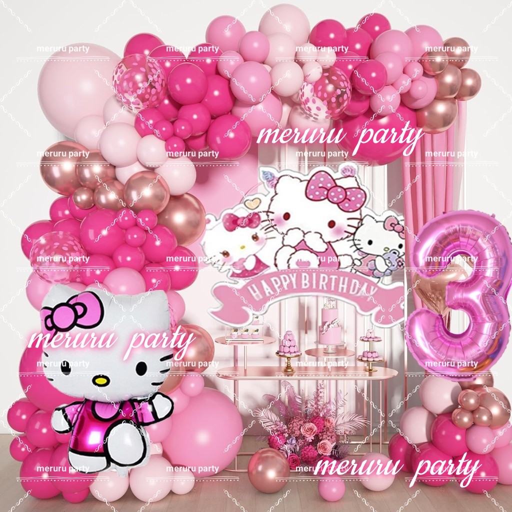 Sanrio Kuromi Theme Party Balloon Garland Kit Cute Hello Kitty for Kids ...