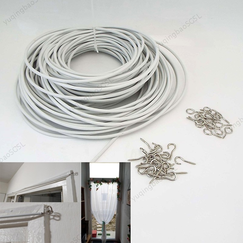 0.5m 1M 2m PVC Curtain Window Cord Net Track Cable Wall Hanging Line ...