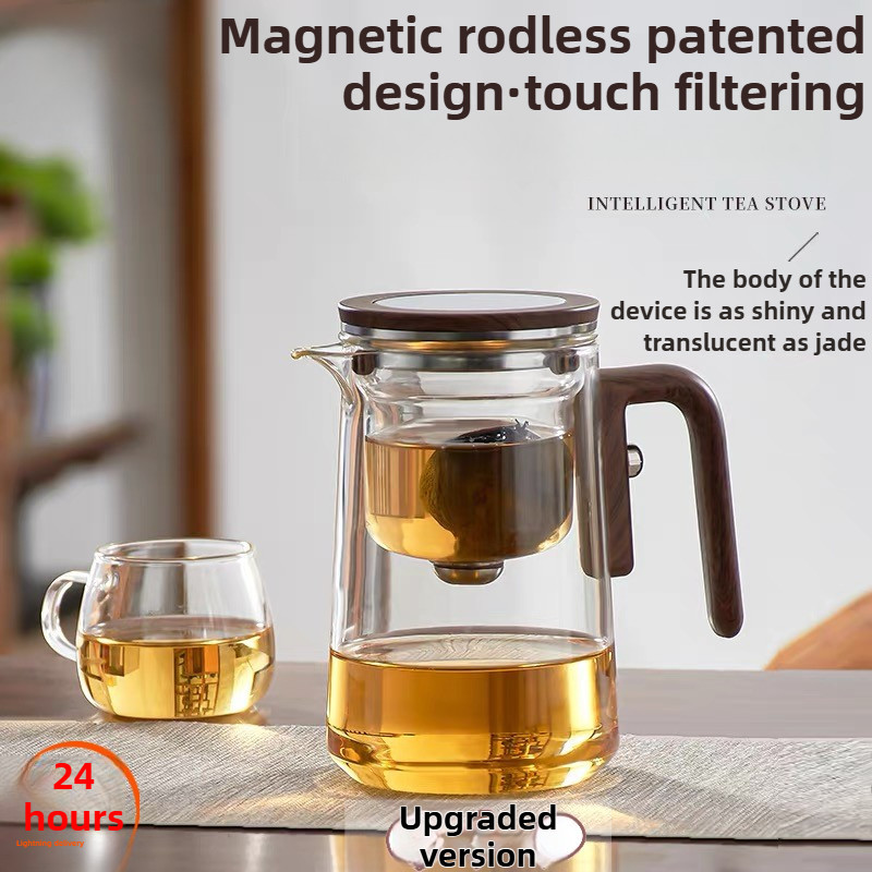 Glass Tea Pot,Water Separation Inner Container Teapot,One Click ...