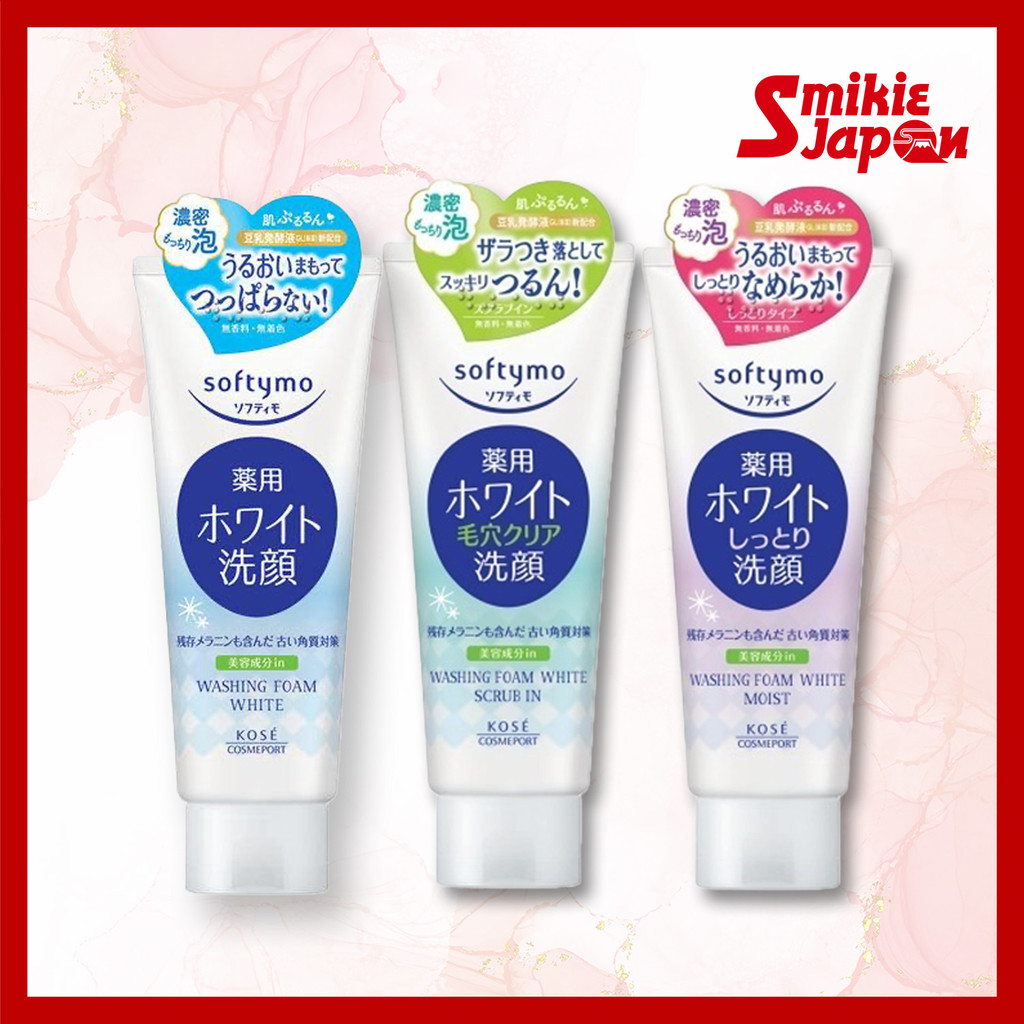 KOSE Softymo Medicinal Cleansing Wash White/Scrub-In/ and Moisturizing White 150g Each Direct ...