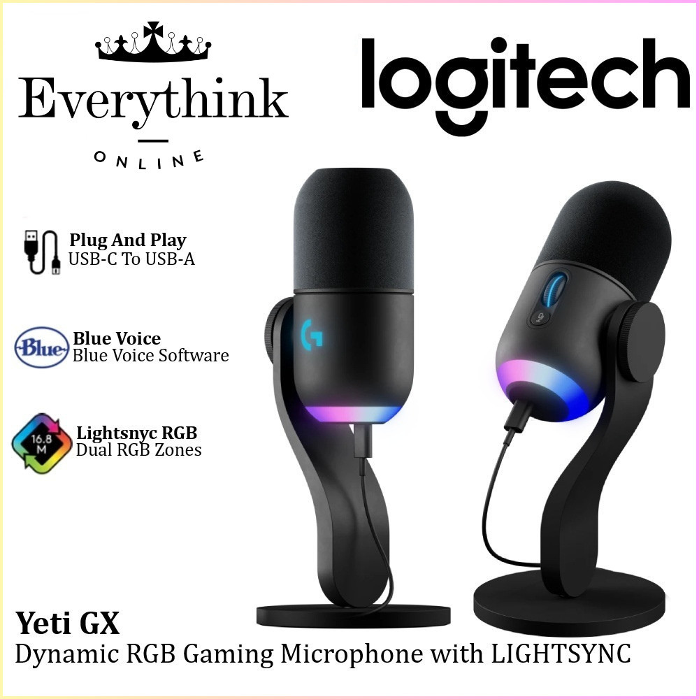 LOGITECH YETI GX DYNAMIC RGB GAMING MICROPHOHE WITH SMART AUDIO LOCK ...
