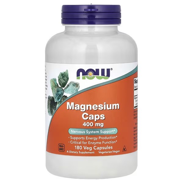 NOW Magnesium Caps 400 mg 180 Caps Nervous System Support Energy ...