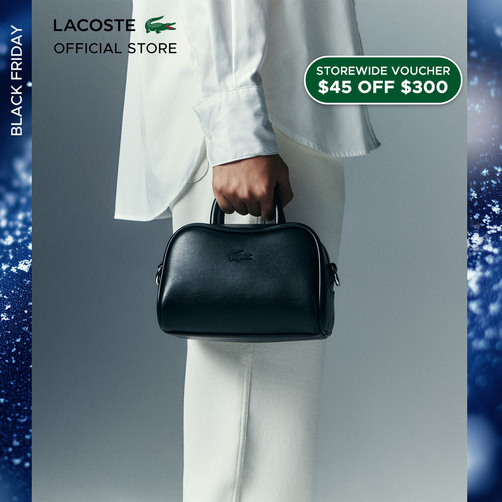 Lacoste Women's Mini Lora Leather Purse (Black) | Shopee Singapore