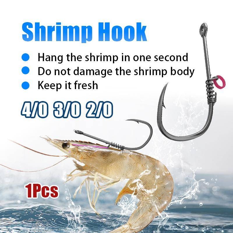 Fishing Hooks-Live Shrimp Fixed Hooks Carbon Steel Barbed with Holes,2 ...