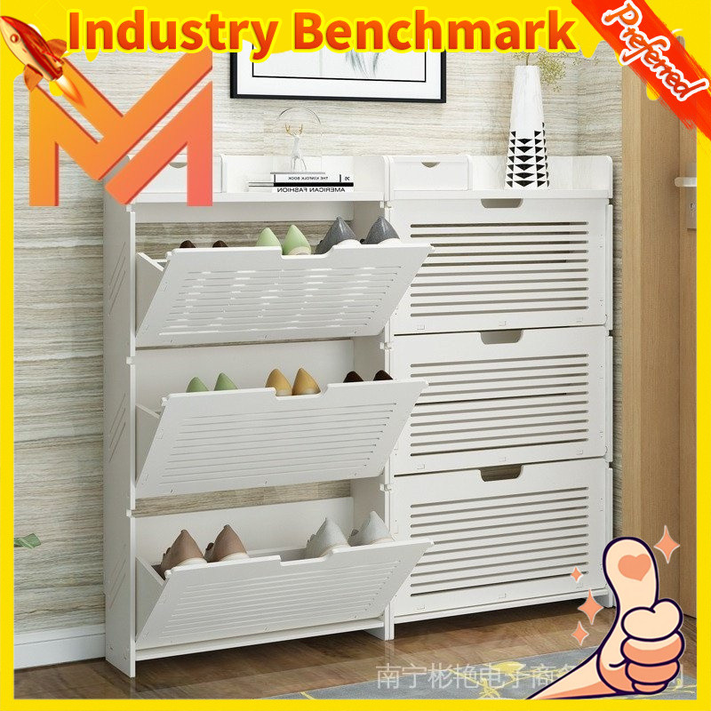 【Overseas Stock】Pvc shoe cabinet shoe rack Ultra-thin tipping 17cm simple European-style small ...