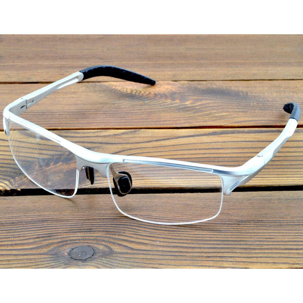 Clara Vida Silver Titanium Magnesium Alloy Half Rim Sport Curve Fit ...