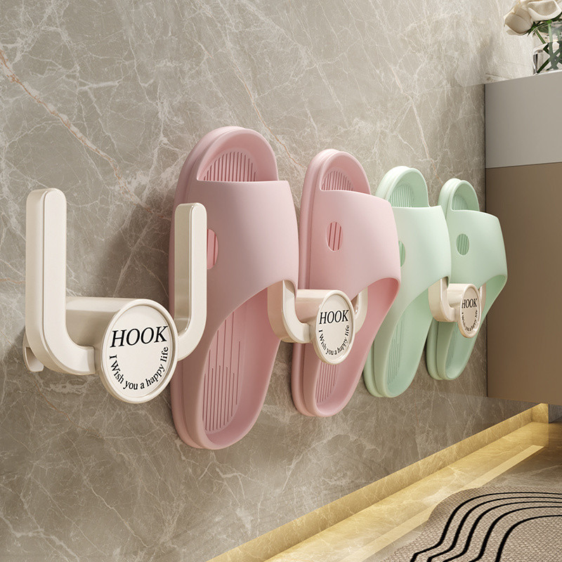 Bathroom Slipper Rack Wall-Mounted Perforation-Free Shoe Rack Hanging ...