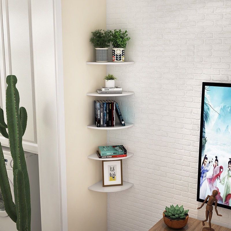 sg Corner Shelf Bedroom Living Room Bookshelf Perforated Corner Wall ...