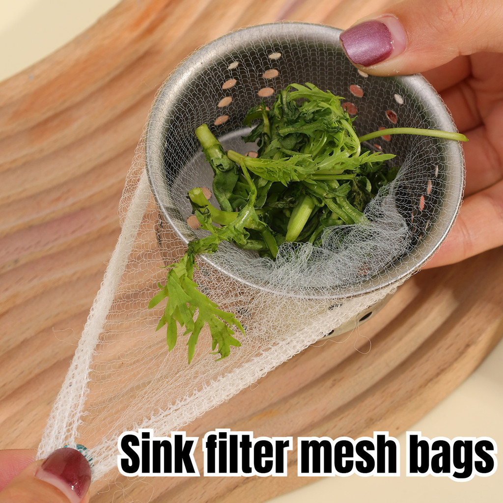 100Pcs/Bag Extractable Disposable Sink Filter Mesh Bags Kitchen Sink ...