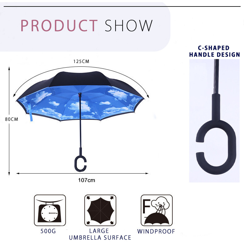 Double Layer Inverted Umbrella Car Umbrella Reverse Umbrella Long ...