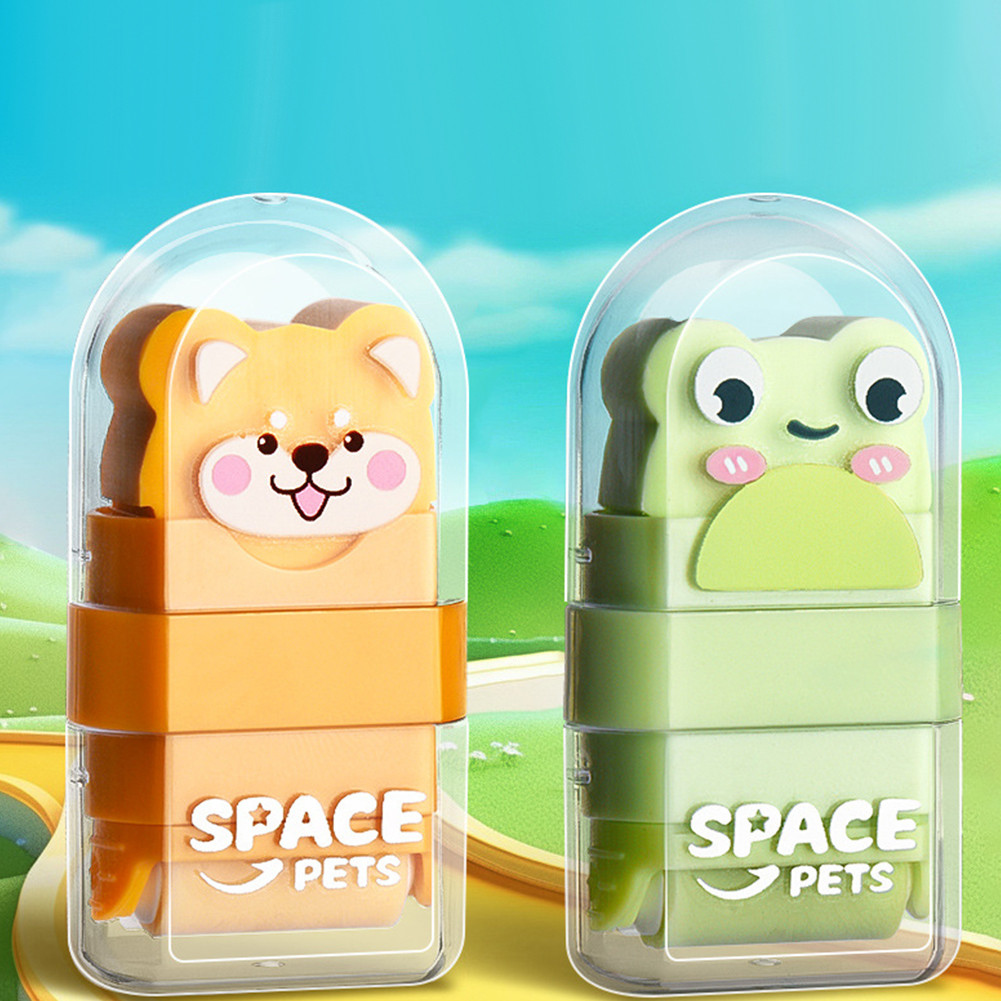 2Pcs Pencil Erasers Creative with Cover and Roller Cute Erasers Funny ...