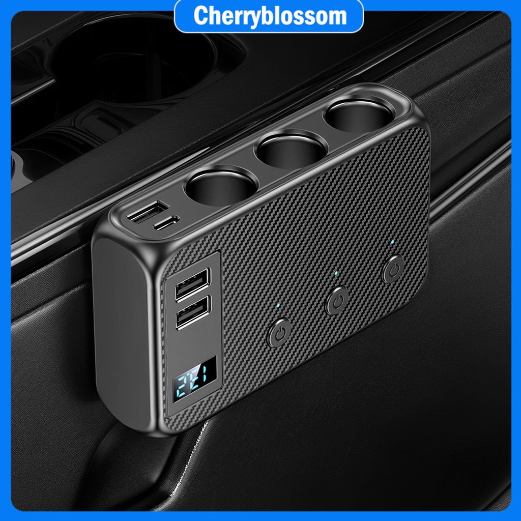 9 in 1 Car Cigarette Lighter Splitter with 6 Charging Ports 3 Cigarette ...