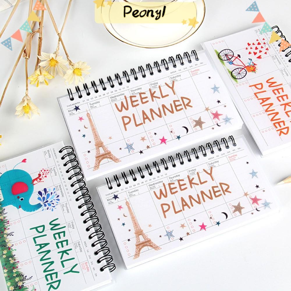 PDONY Weekly Planning Notebook Notebook Portable Up-turning Tearable ...